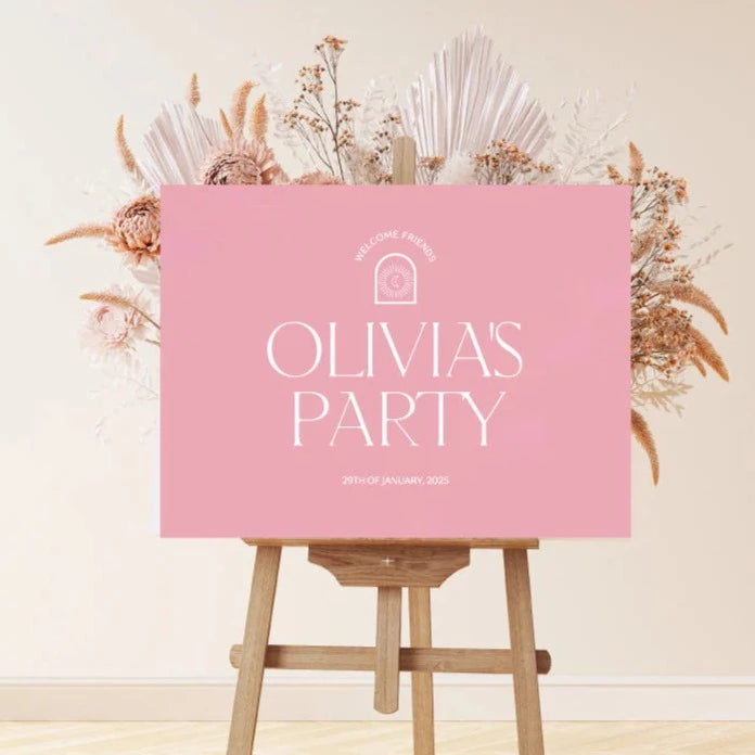 Acrylic party sign | Retro vintage bridal | Modern pink birthday sign ...